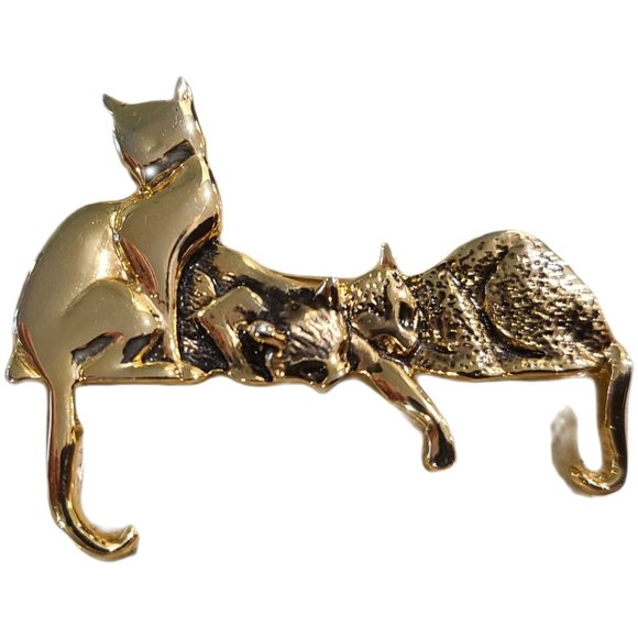 Unbranded | Jewelry | 3 Cats Kittens Sleeping Lounging Lazy Gold Tone ...